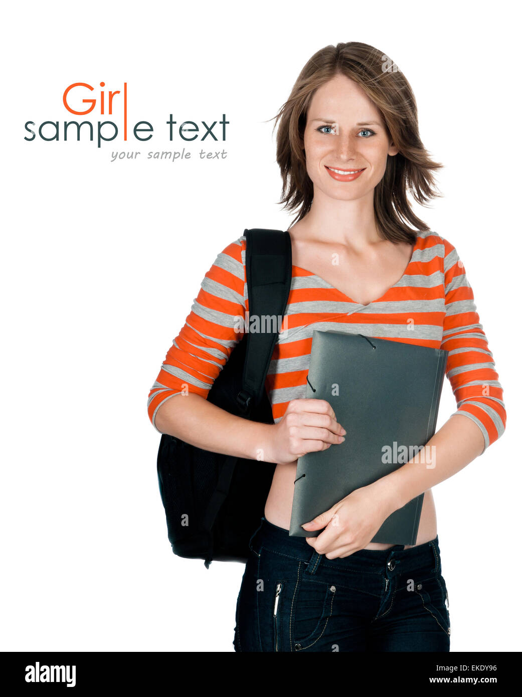 girl with folder Stock Photo - Alamy