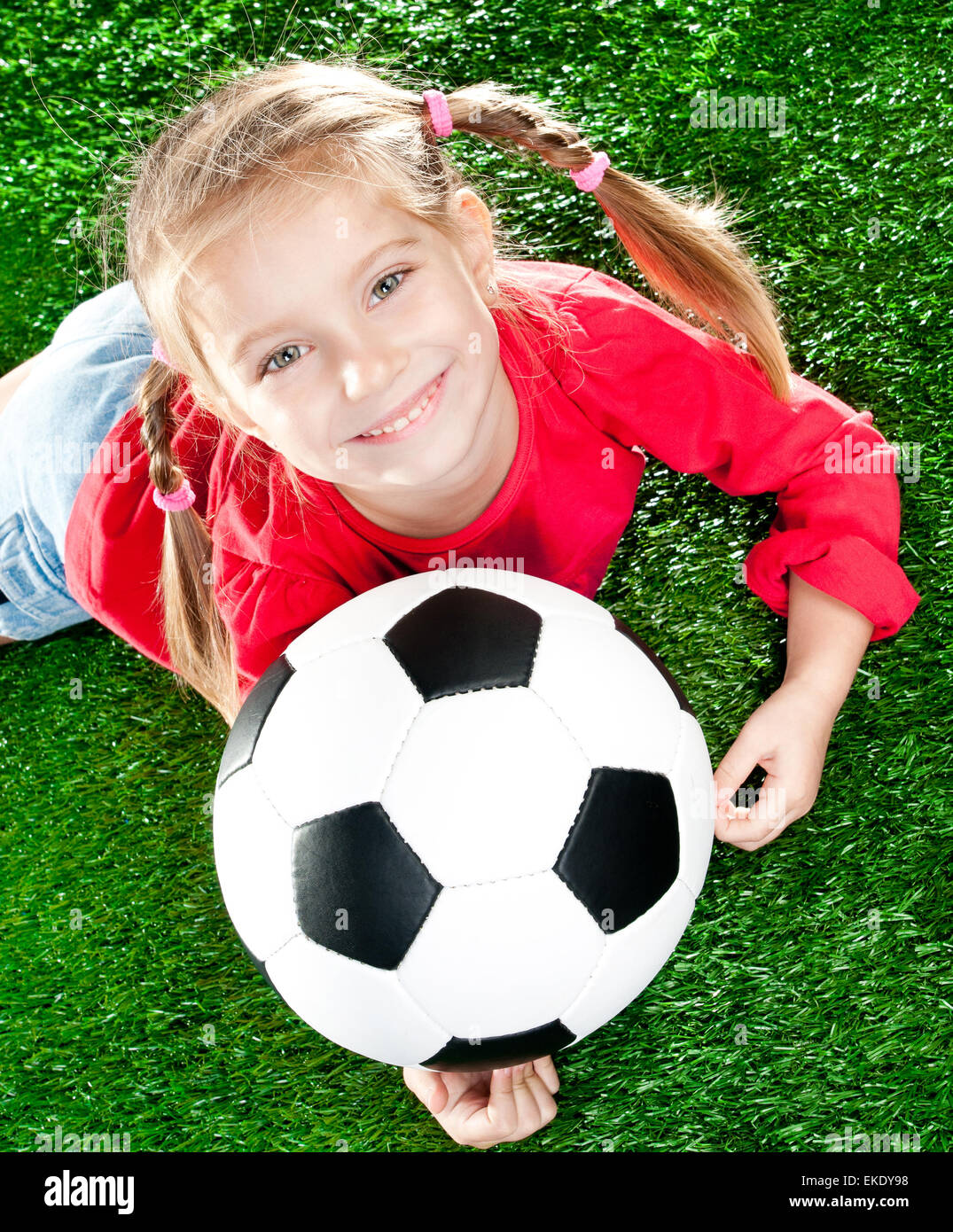 girl with soccer ball Stock Photo - Alamy