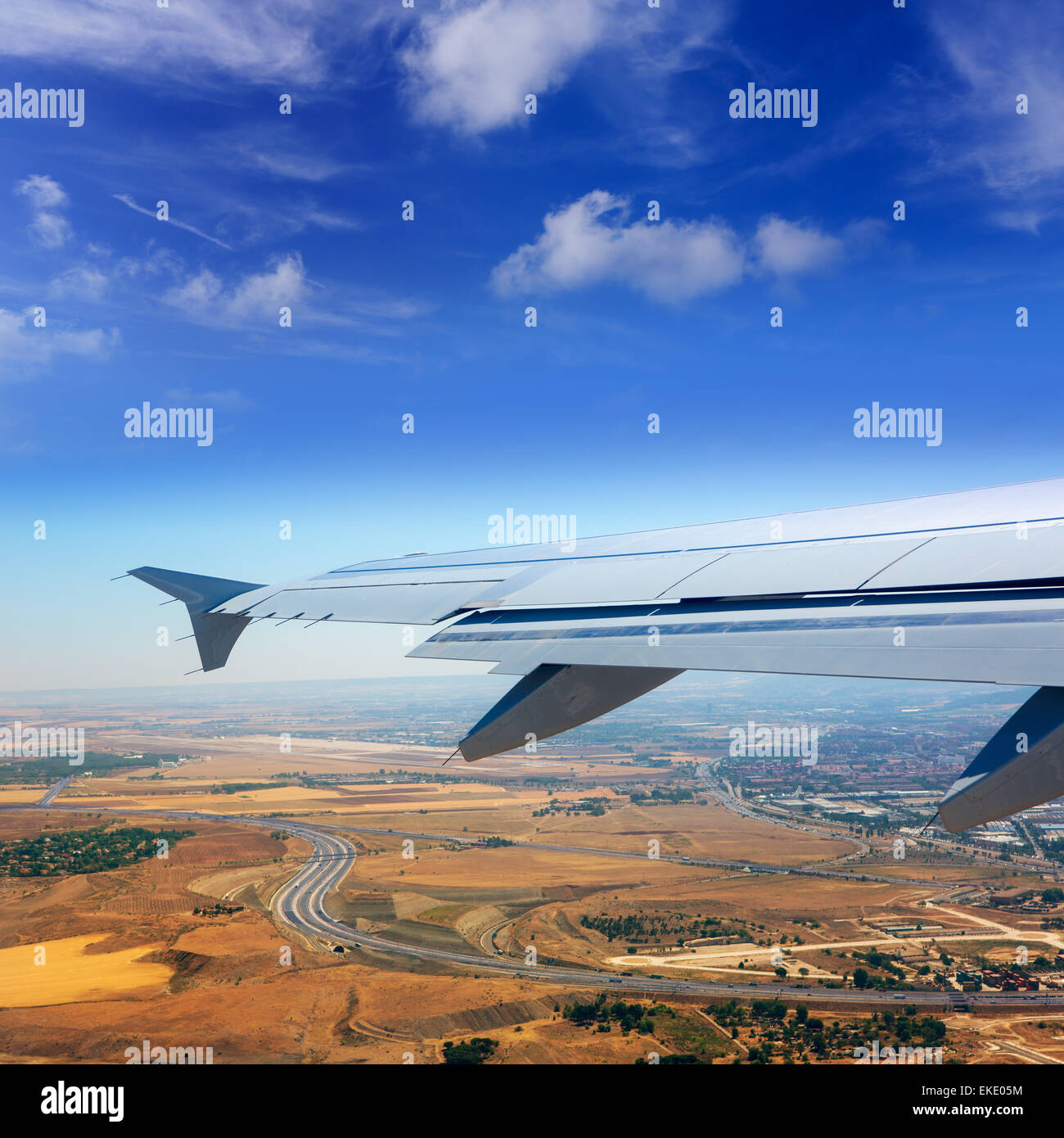 Airplane takeoff from Madrid barajas in Spain Stock Photo - Alamy