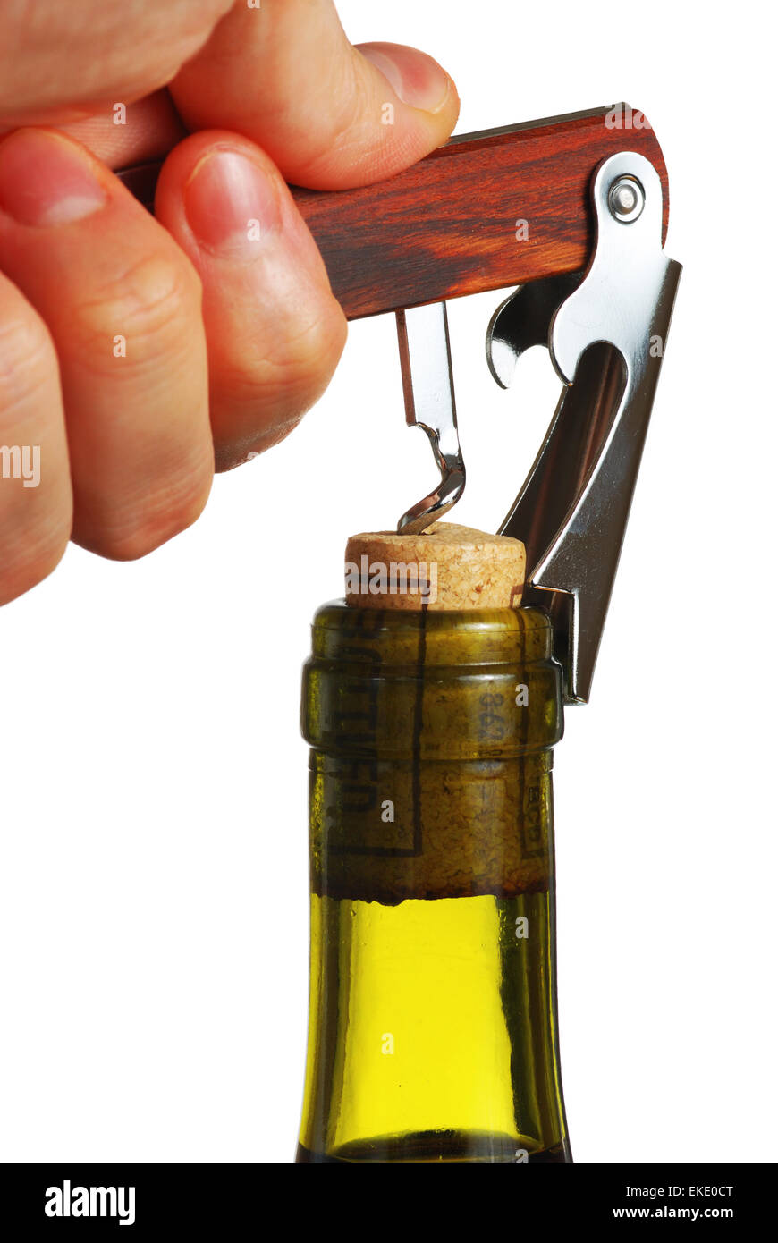 Opening a wine bottle Stock Photo - Alamy
