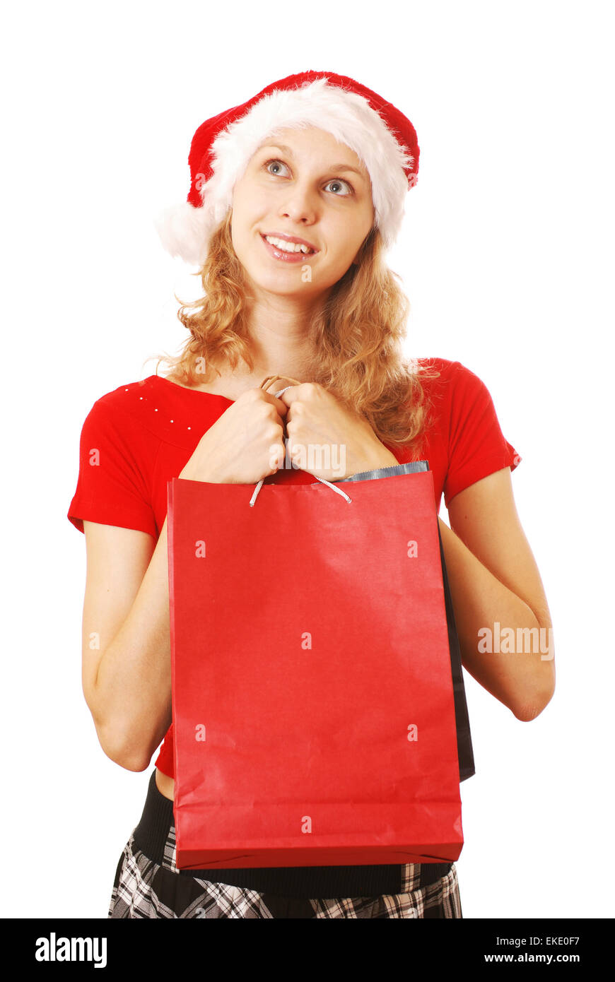 Santa Girl with bags Stock Photo - Alamy