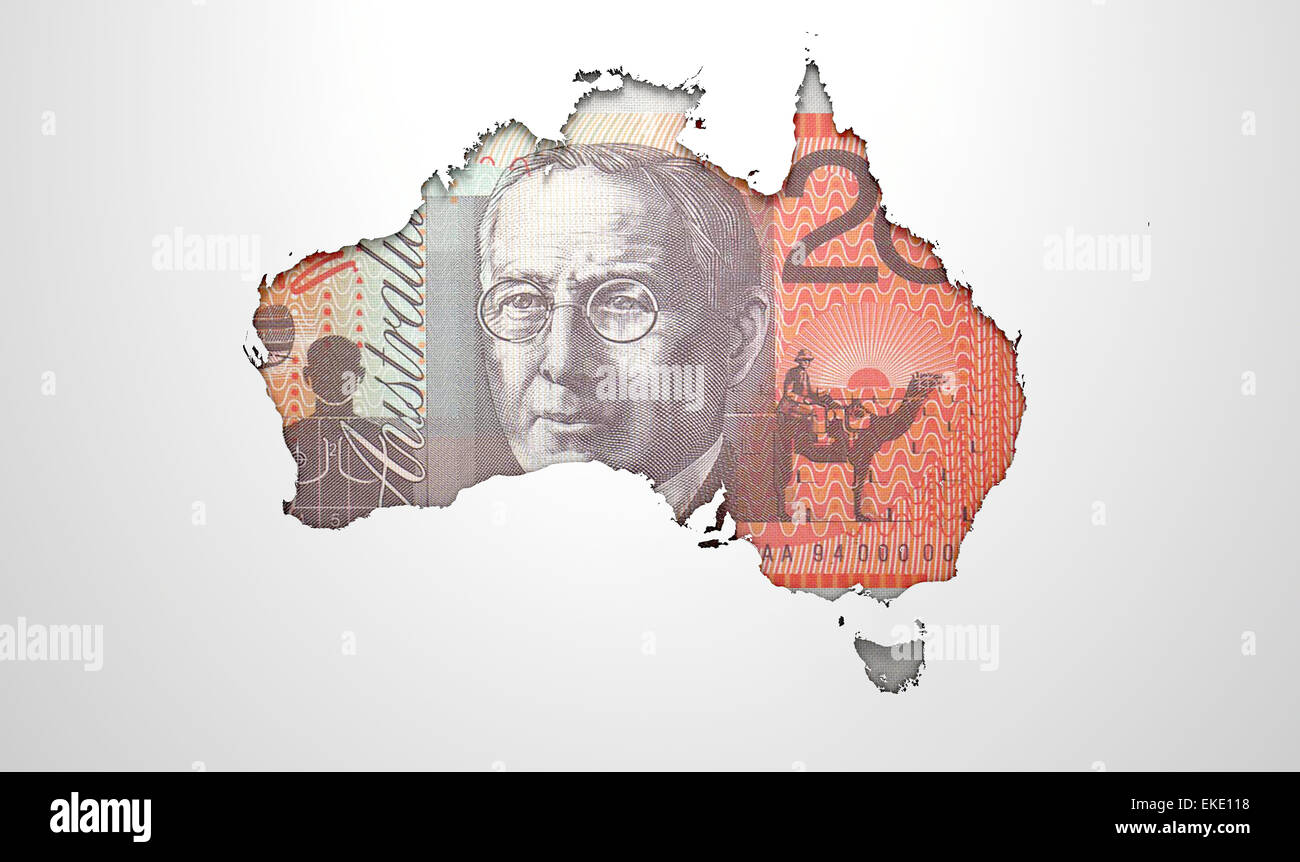 The shape of the country of Australia in the colours of its national ...