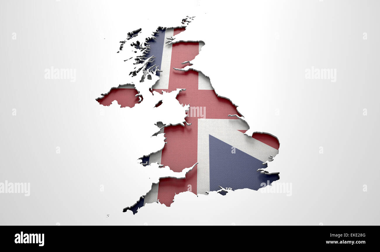 The shape of the country of Great Britain in the colours of its ...