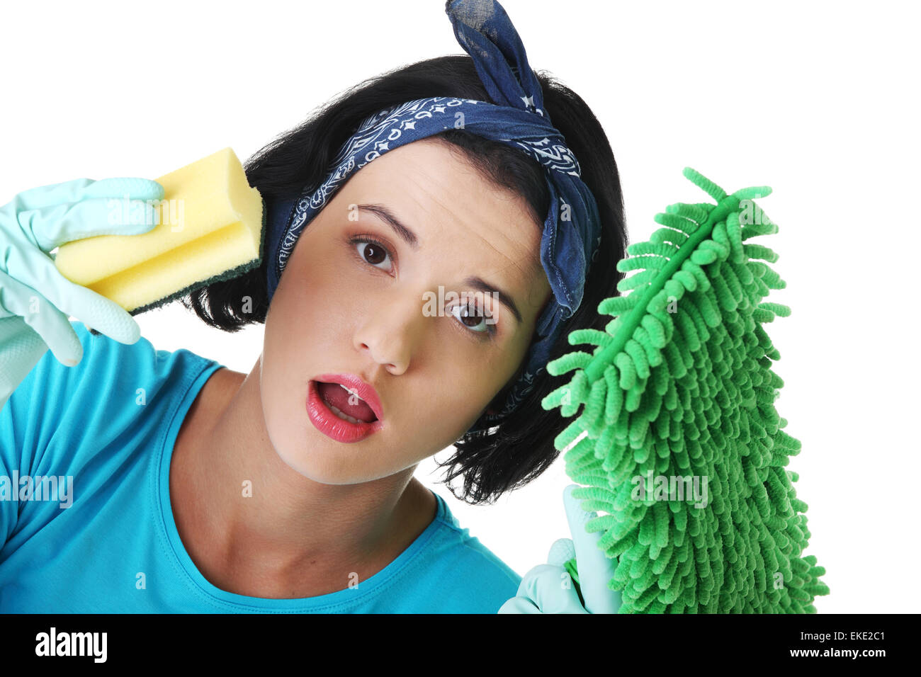 Tired and exhausted cleaning woman Stock Photo - Alamy