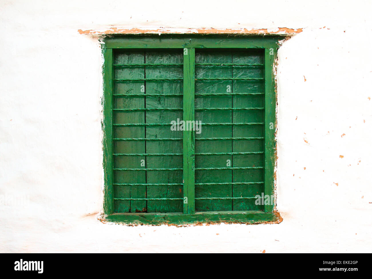 Old color wooden window on wall Stock Photo - Alamy