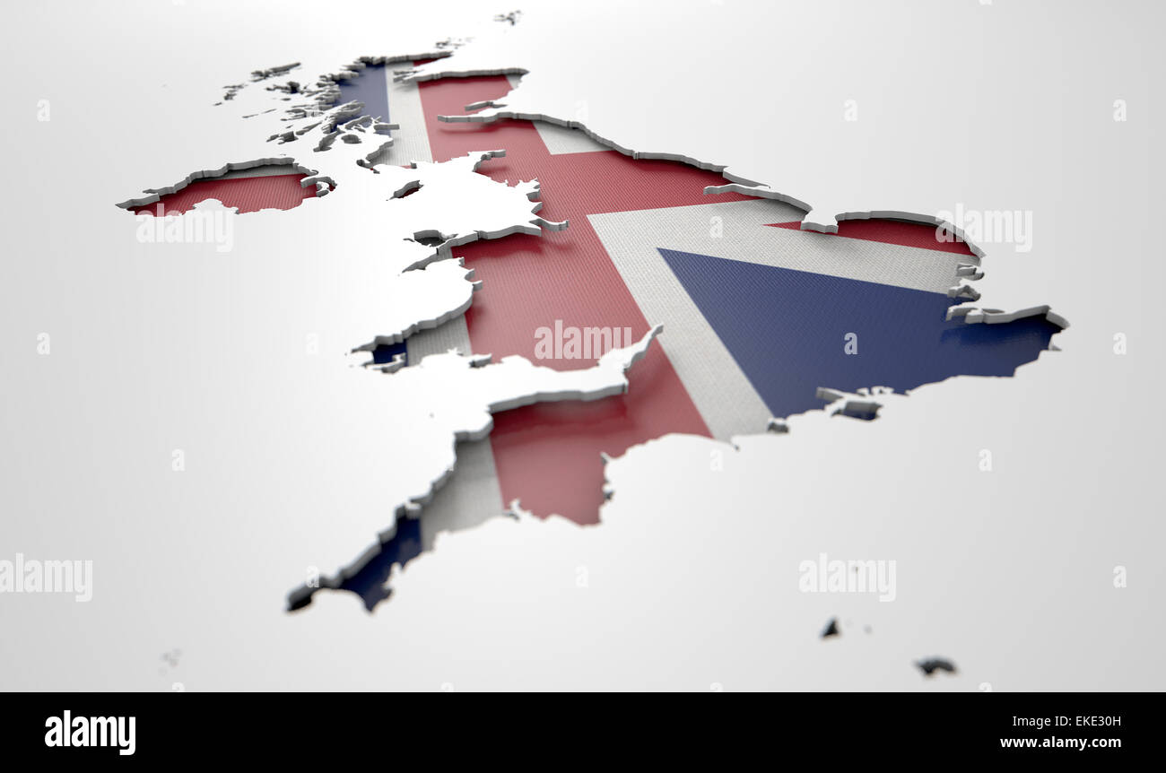 The shape of the country of Great Britain in the colours of its ...