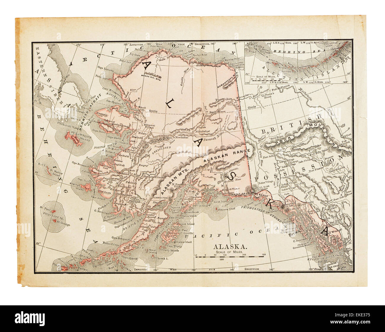 Old Alaska map Stock Photo - Alamy