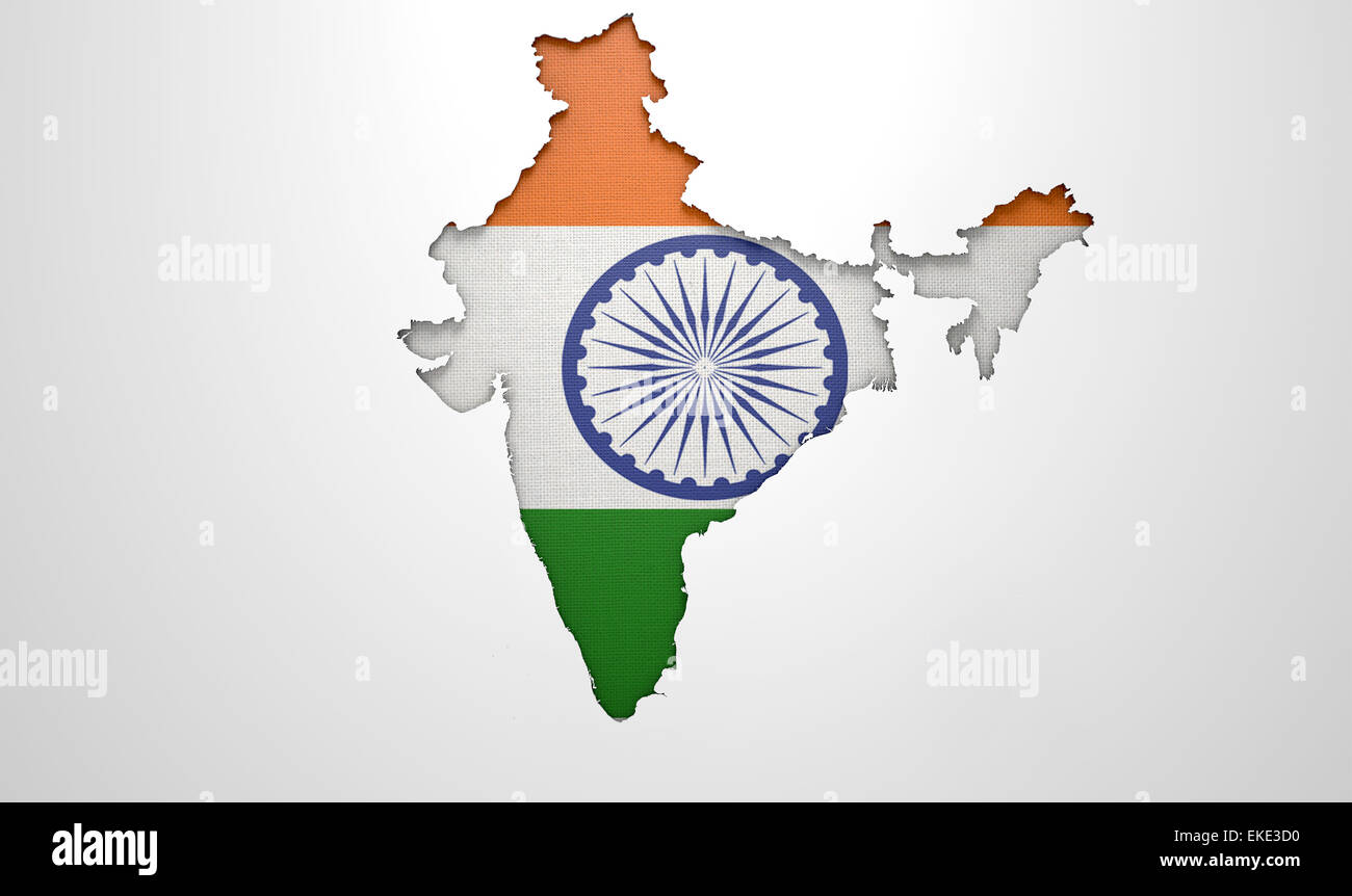 The shape of the country of India in the colours of its national flag ...