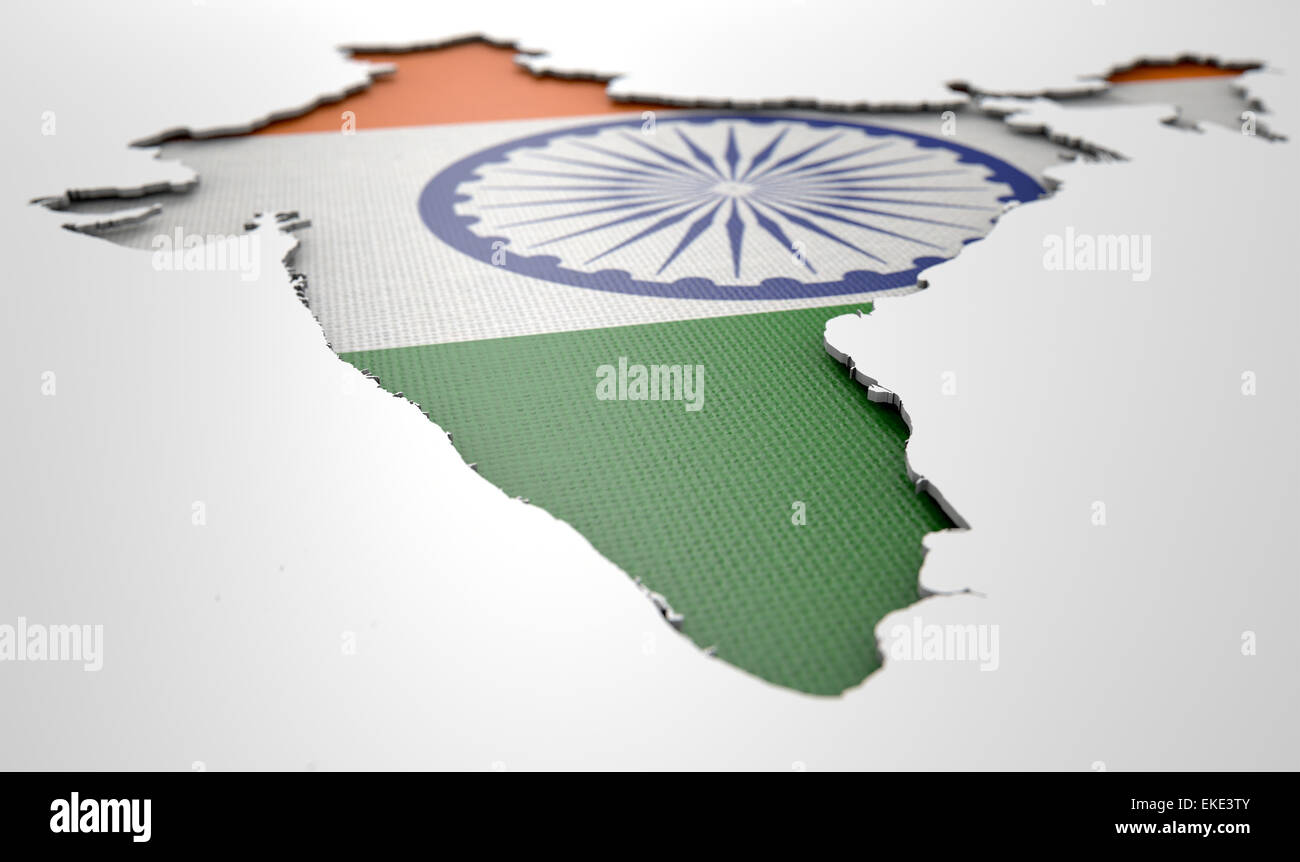 The shape of the country of India in the colours of its national flag ...