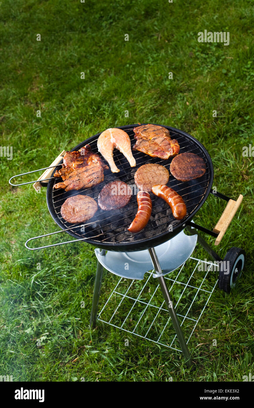 Barbecue a hot summer evening, Grilling Stock Photo - Alamy