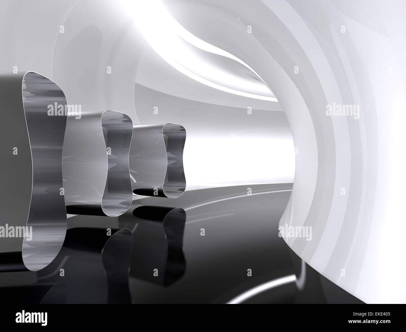 Futuristic architecture space round corridor like sci-fi indoor Stock ...