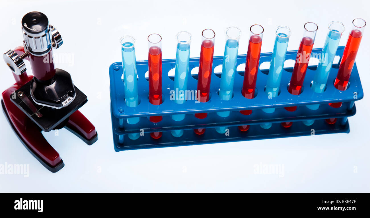 Laboratory flasks with fluids of different colors Stock Photo - Alamy
