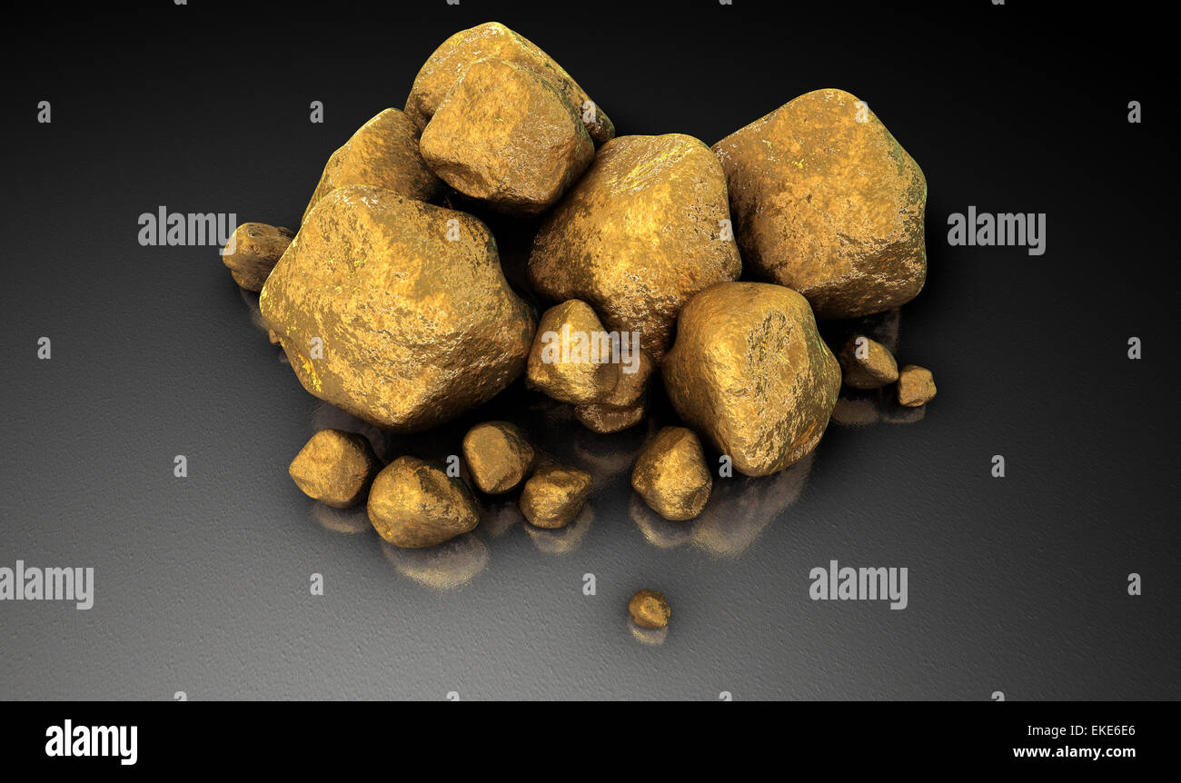 A collection of gold nuggets on an isolated dark background Stock Photo ...