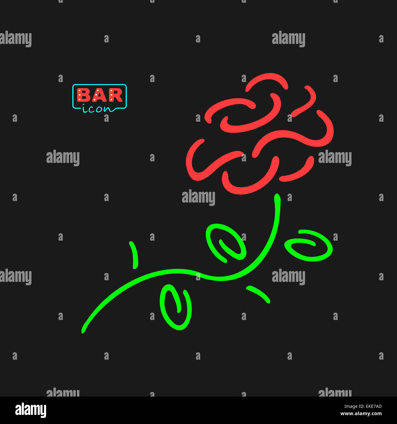 Neon Bar Symbol Rose Stock Photo - Alamy