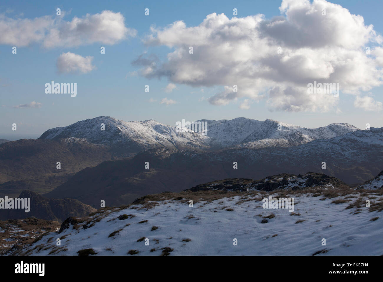 Cloud passing over Wetherlam and The Old Man of Coniston from near ...