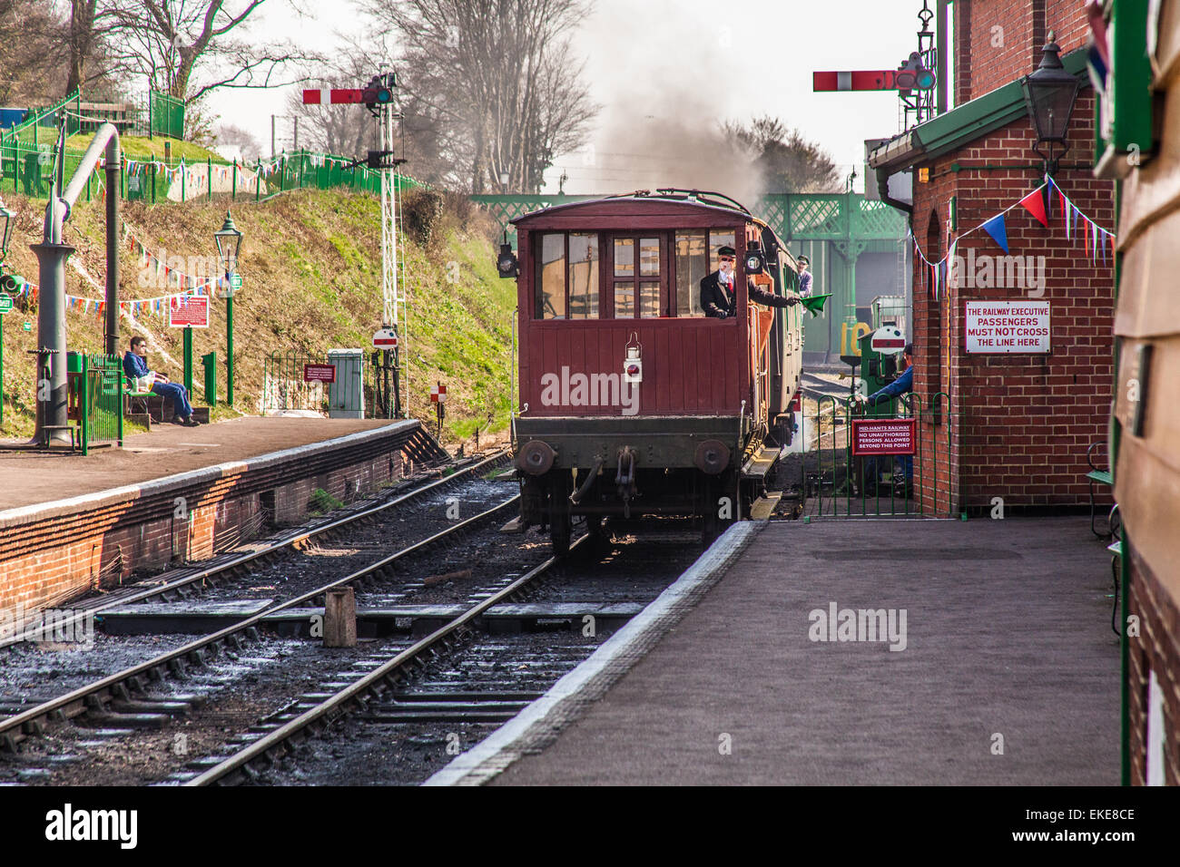 Guards van approaching Ropley Station, Watercress Line, Mid Hants ...