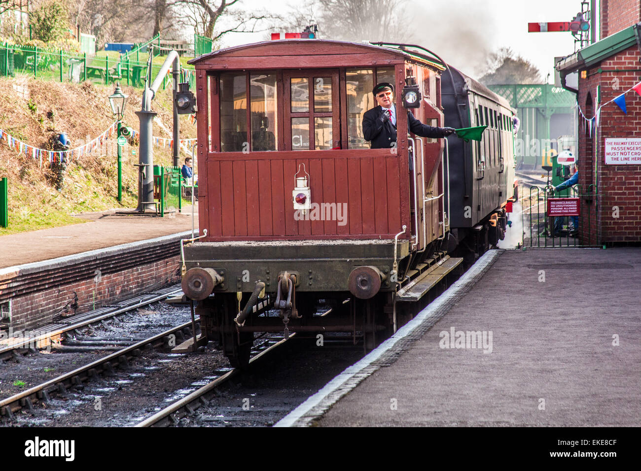 Guards van approaching Ropley Station, Watercress Line, Mid Hants ...