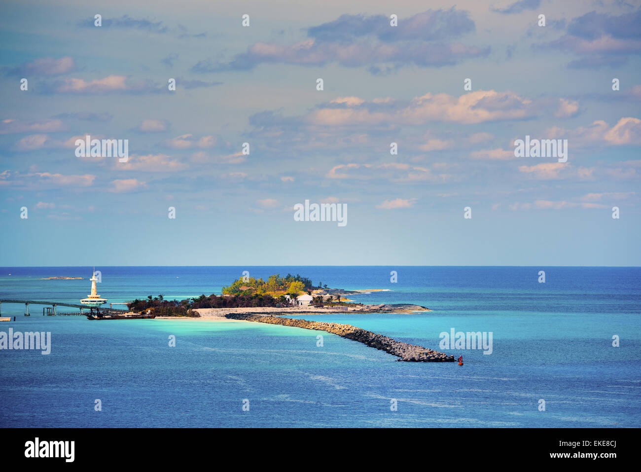 Astonishing islet with a lighthouse Stock Photo - Alamy