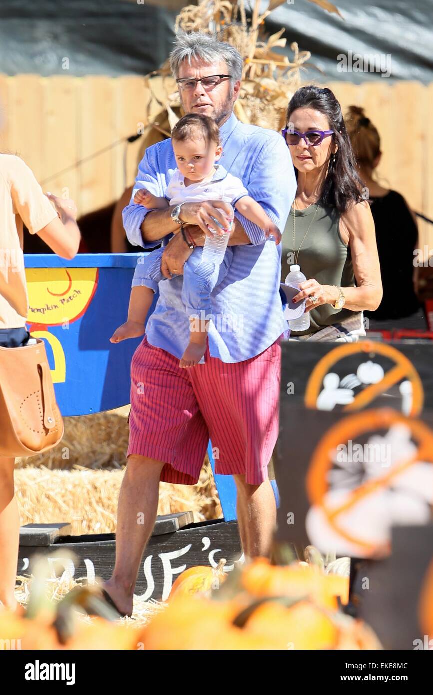 Jordana Brewster takes her son, Julian to Mr. Bones Pumpkin Patch along ...
