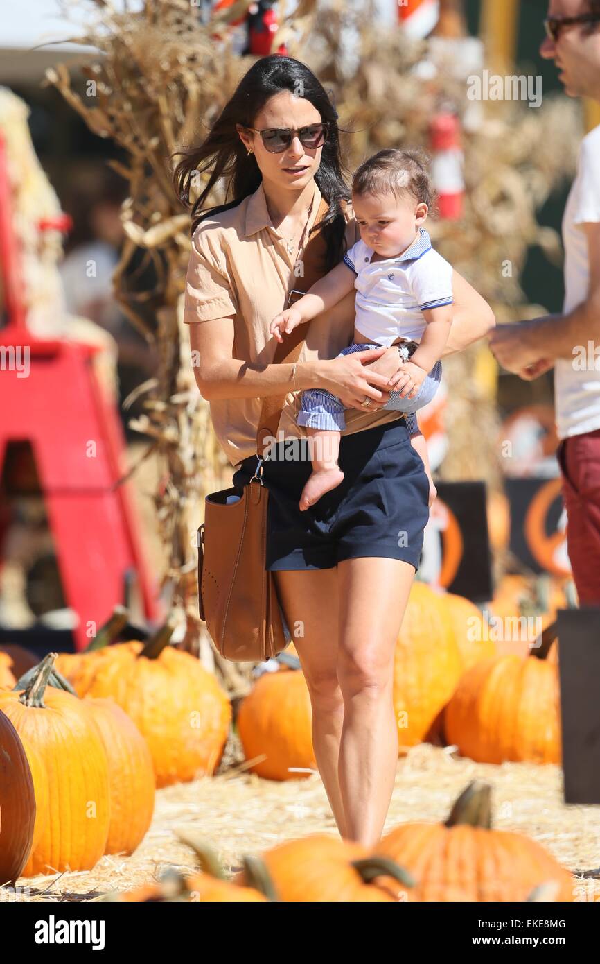 Jordana Brewster takes her son, Julian to Mr. Bones Pumpkin Patch along ...