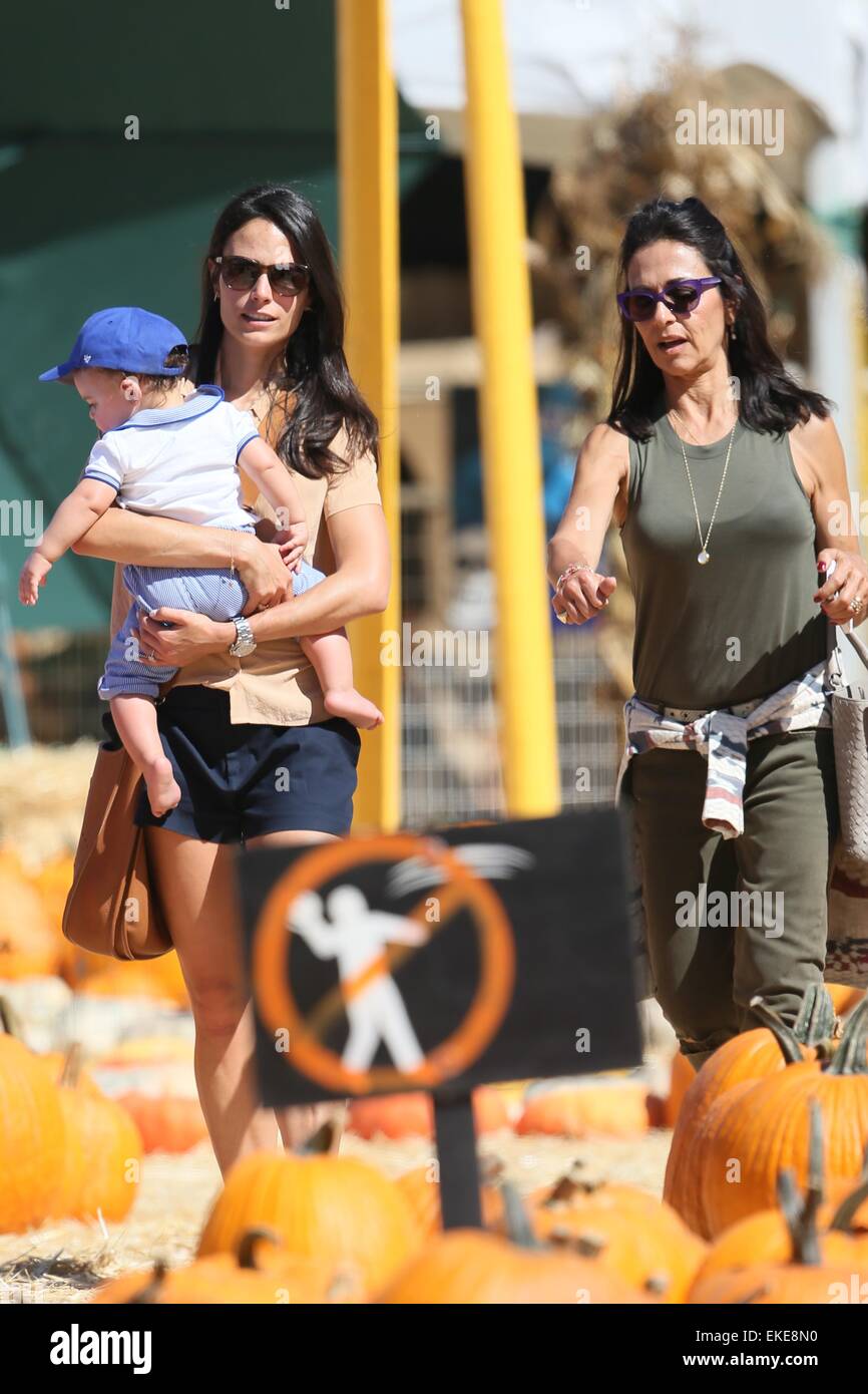 Jordana Brewster takes her son, Julian to Mr. Bones Pumpkin Patch along ...