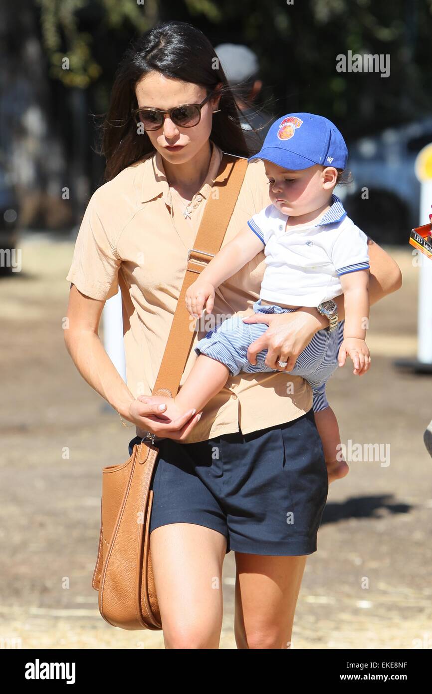 Jordana Brewster takes her son, Julian to Mr. Bones Pumpkin Patch along ...