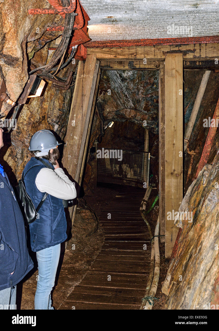 Visitors in one of the tunnels at " Poldark Mine " a historic visitor ...