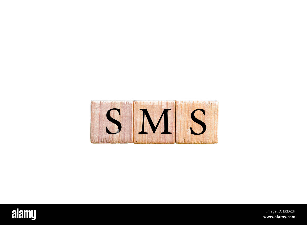 Acronym SMS - short message service. Wooden small cubes with letters ...