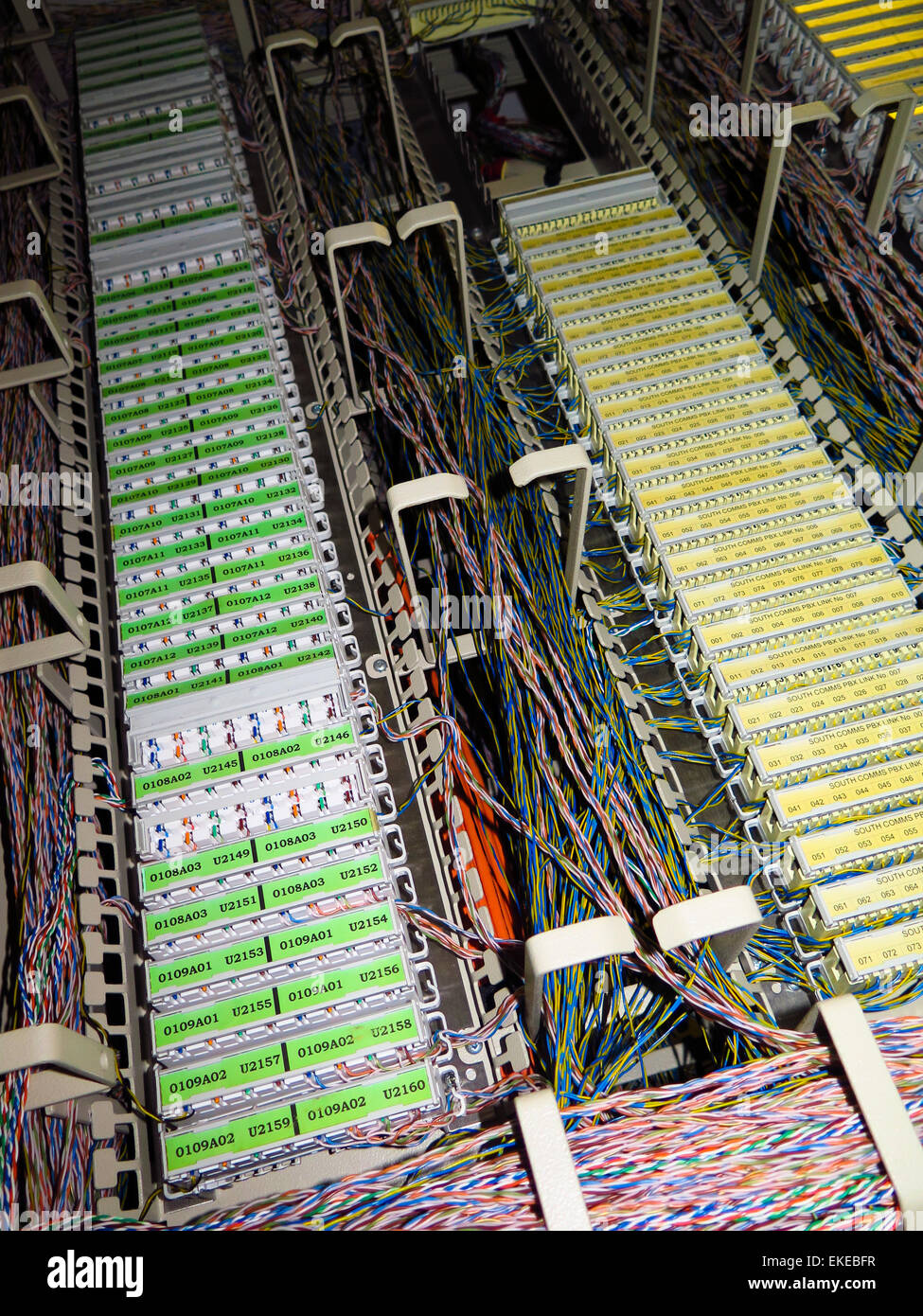 Telecoms wiring in racks Stock Photo - Alamy