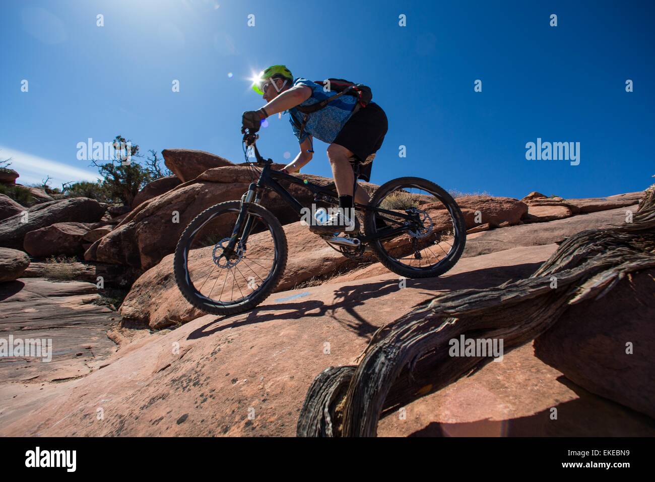 Apr 5, 2015 - Moab, Utah, U.S. - Mountain biker TIM LANE riding the red ...