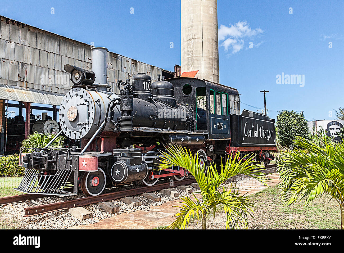 Old American steam engine renovated and on display at a working museum ...
