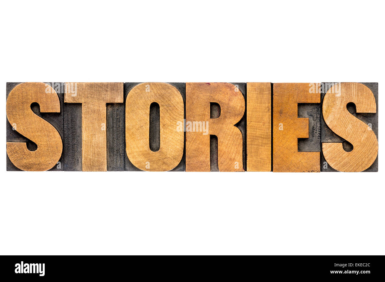 stories word - isolated text in letterpress wood type Stock Photo - Alamy