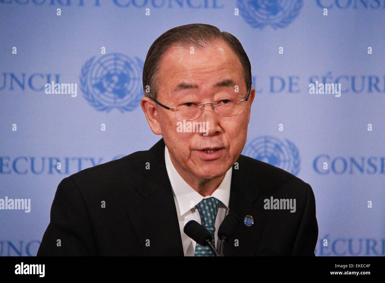 New York, USA. 9th Apr, 2015. UN Secretary-General Ban Ki-moon ...