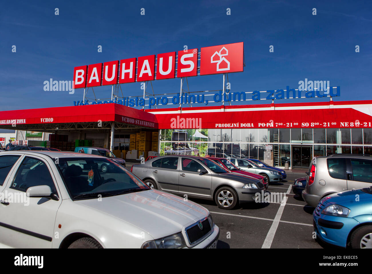 Bauhaus sign, Prague, Cestlice Czech Republic Stock Photo - Alamy