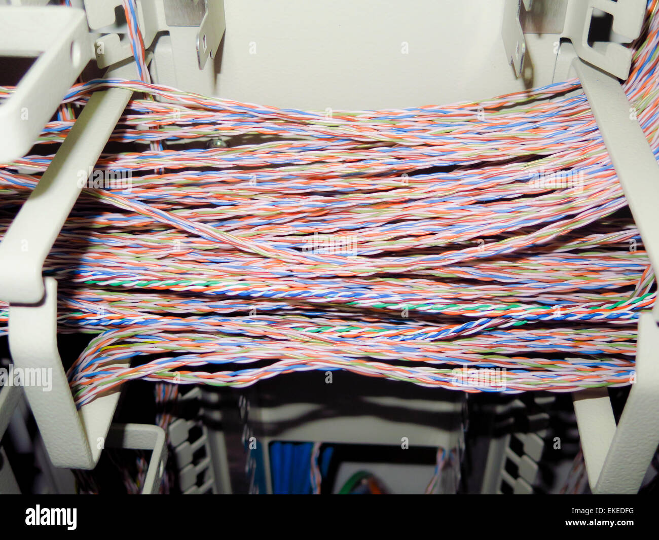 Telecoms wiring in racks Stock Photo - Alamy