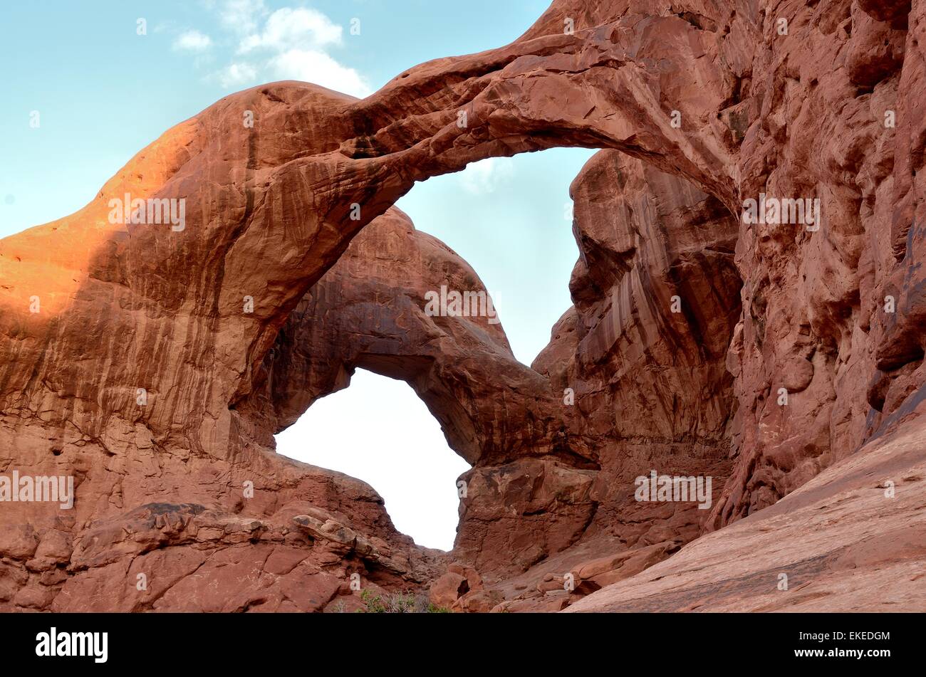 Double arches at sunrise, arches national park Stock Photo - Alamy