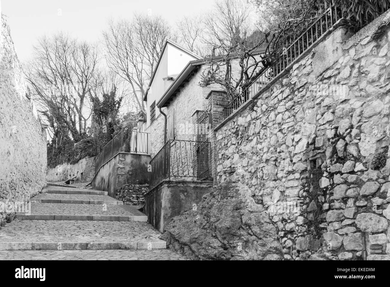 ancient medieval road that leads from the village of Soave (Italy) to ...