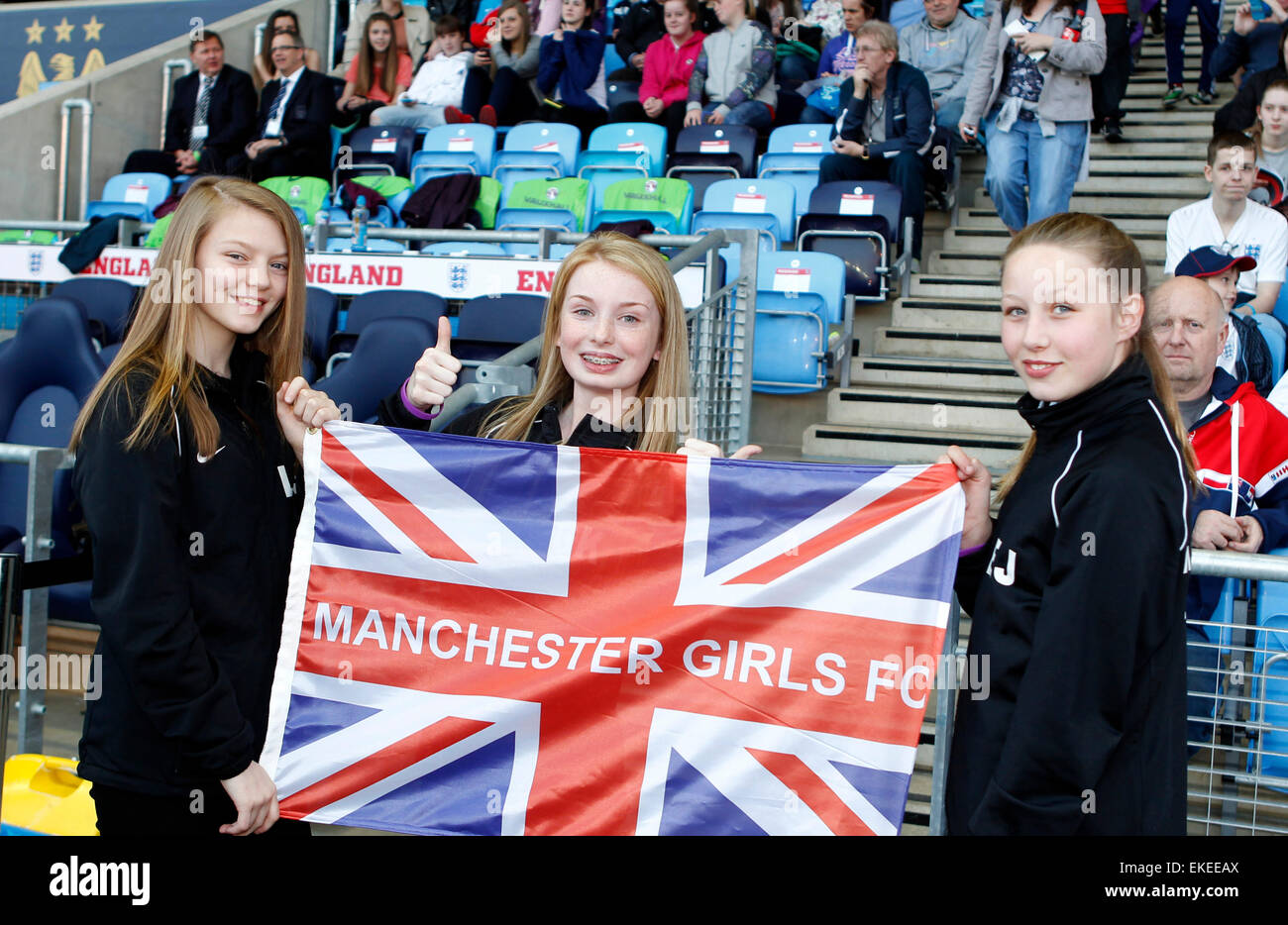 Manchester, Britain. 9th Apr, 2015. Supporters of England cheer for ...