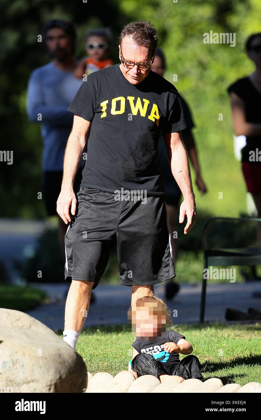 Tom Arnold and Breckin Meyer bump into each other at a park in Los ...
