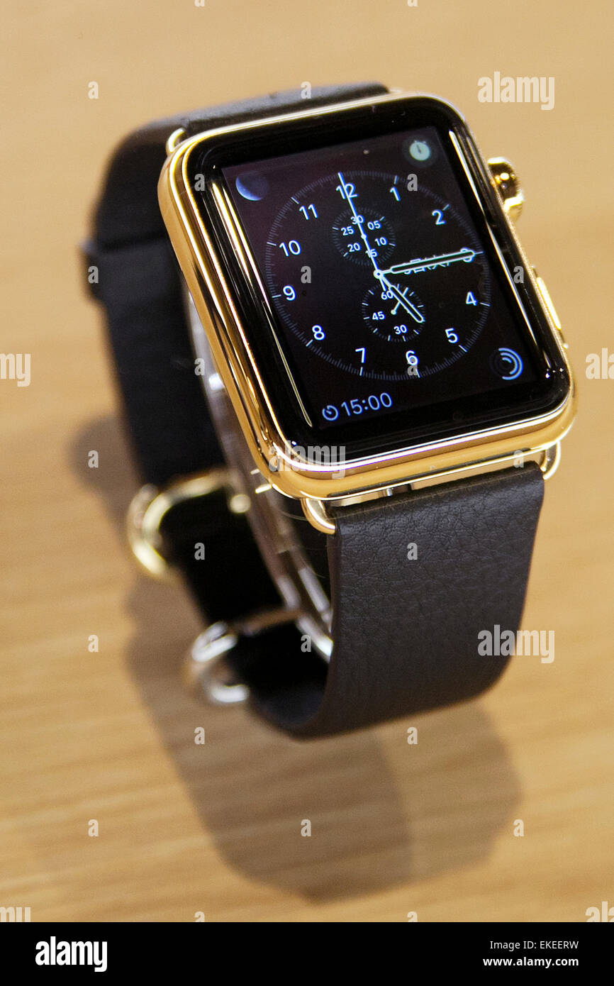 Tokyo, Japan. 10th April, 2015. A sample of Apple Watch Edition on ...