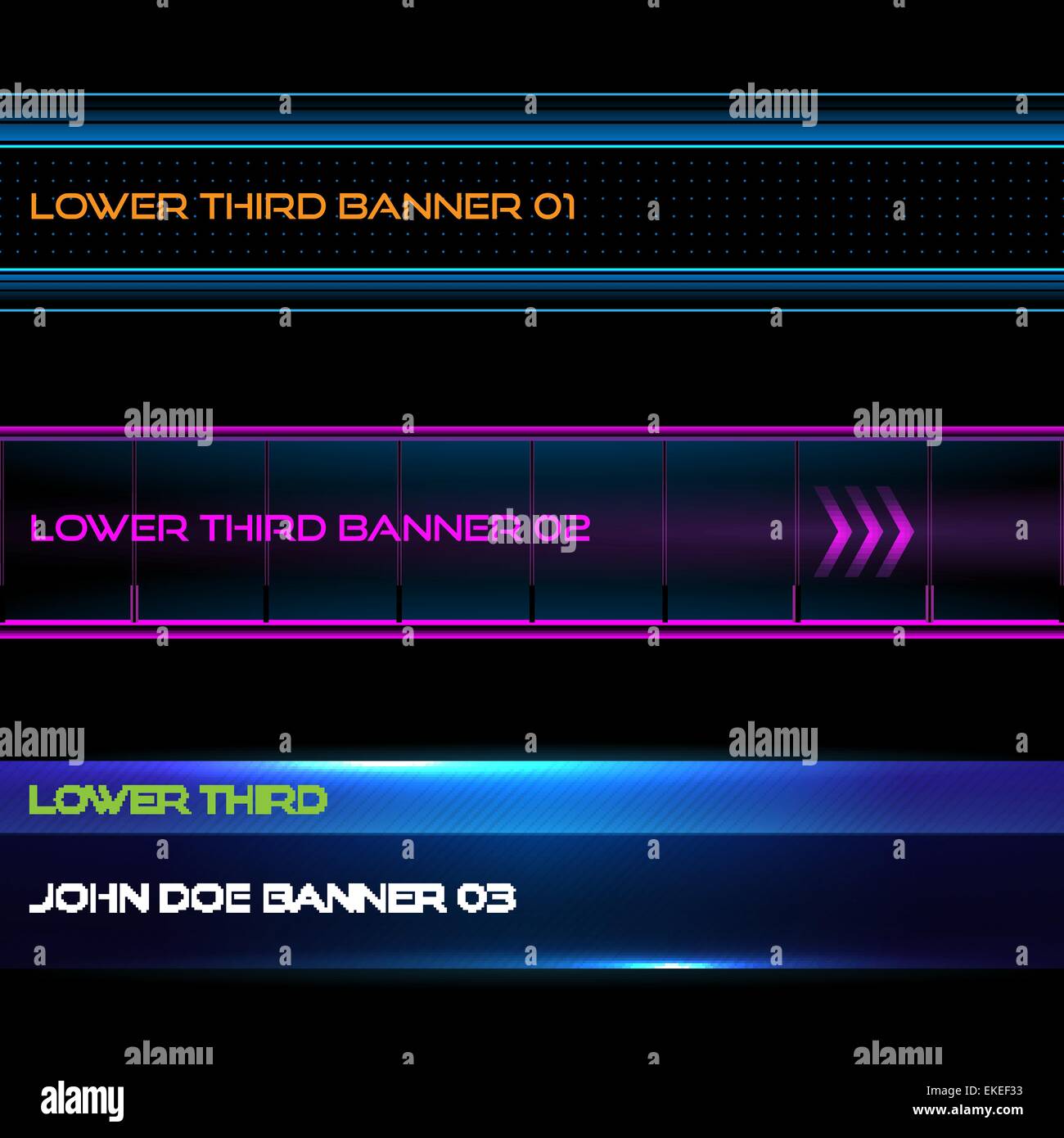 Set of vector lower third modern contemporary tv bottom banners Stock ...