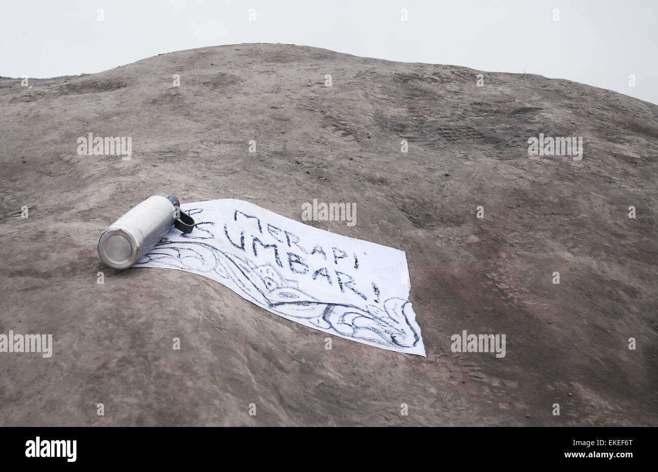 Indonesian poster "Merapi! Sumbar! on the top of Volcano Merapi. It is ...
