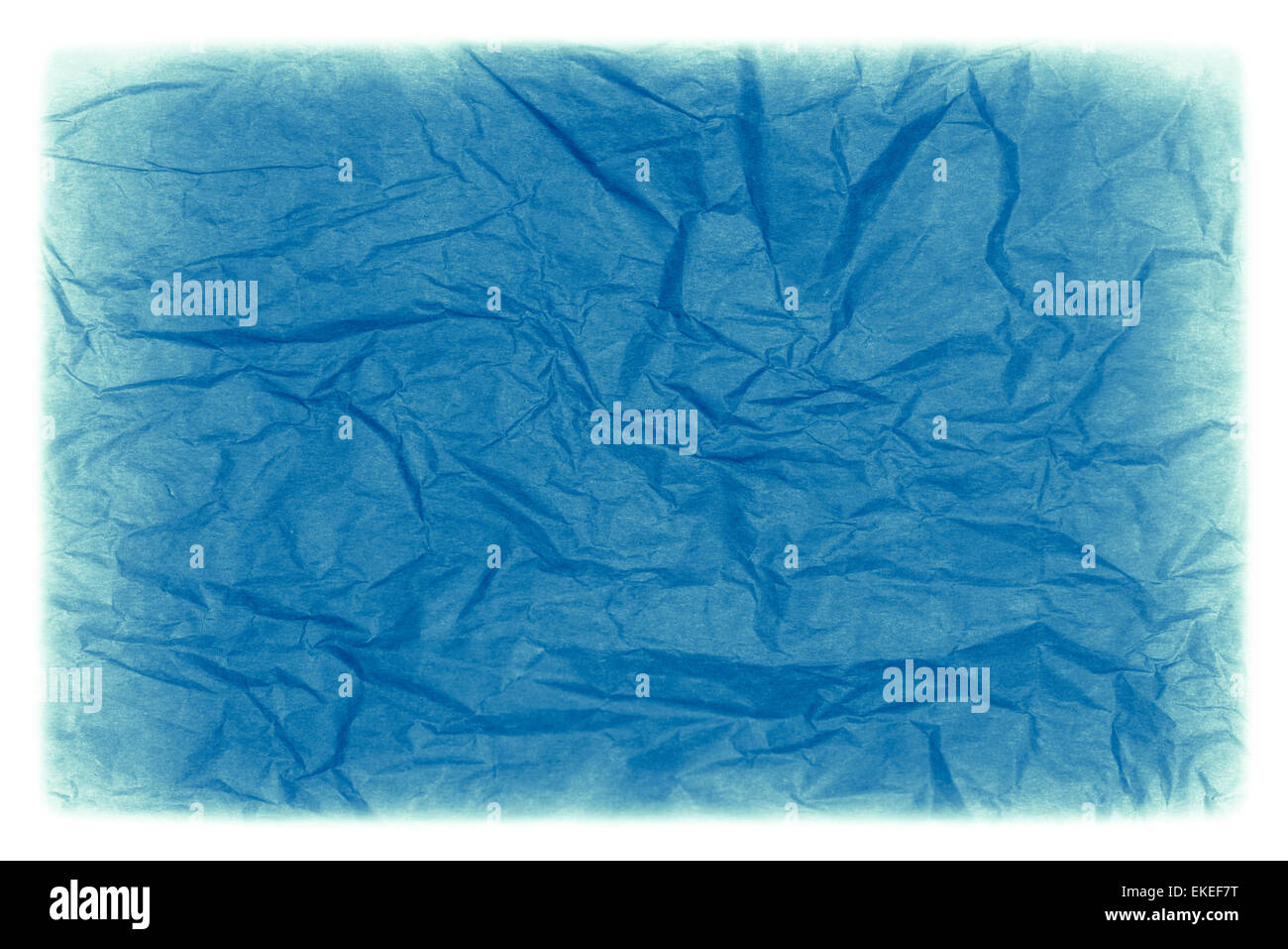 Closeup detail of blue crumpled paper texture with white frame Stock ...