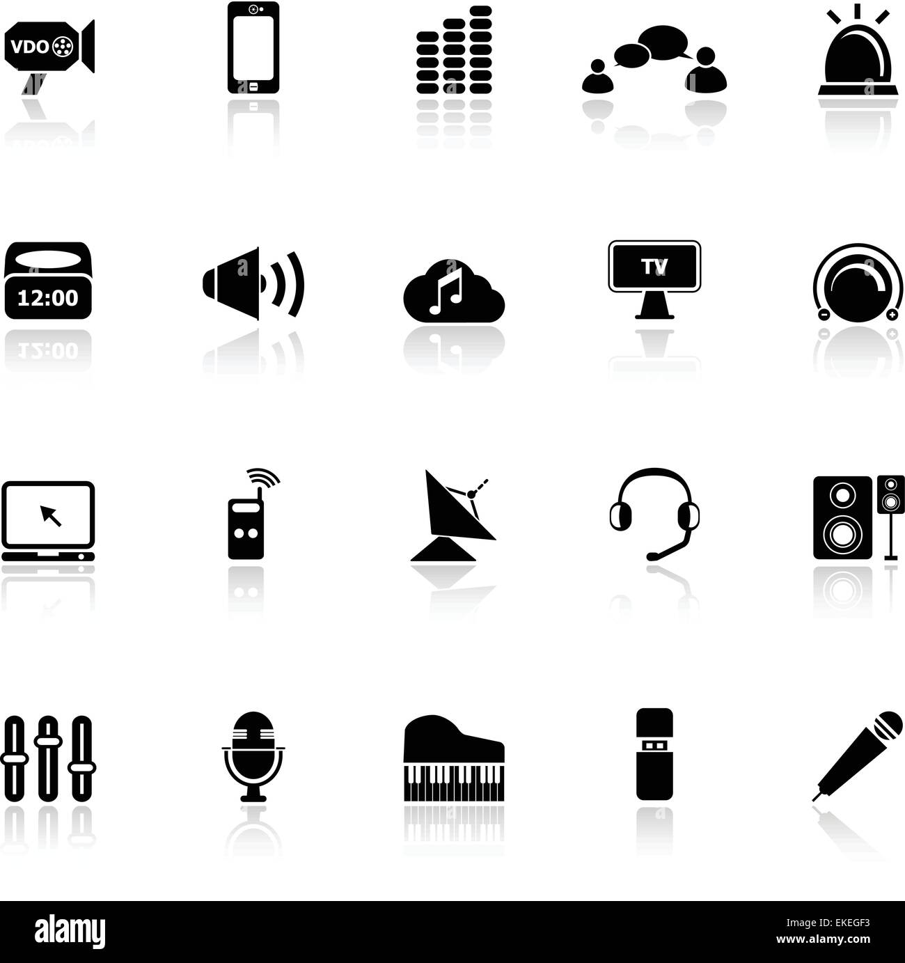 Sound icons with reflect on white background, stock vector Stock Vector ...