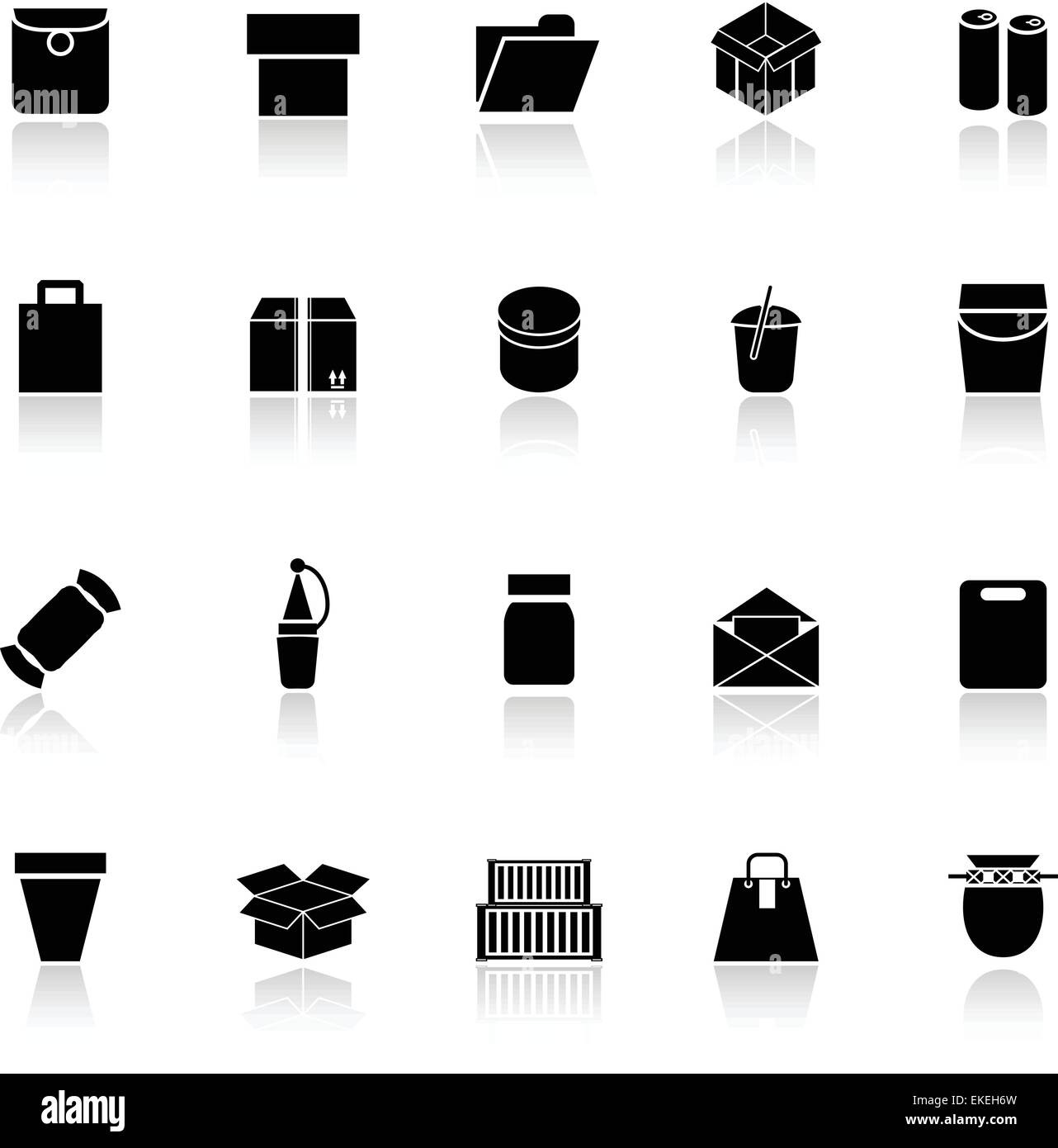 Package icons with reflect on white background, stock vector Stock ...