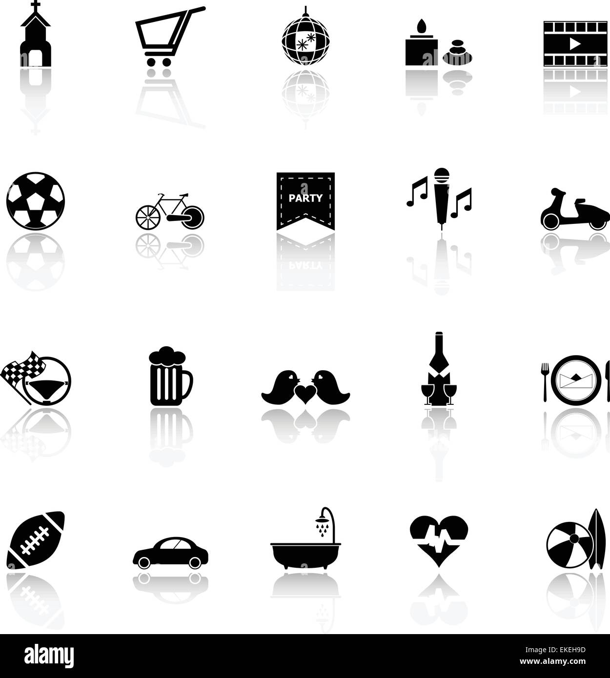 Friday and weekend icons with reflect on white background, stock vector ...