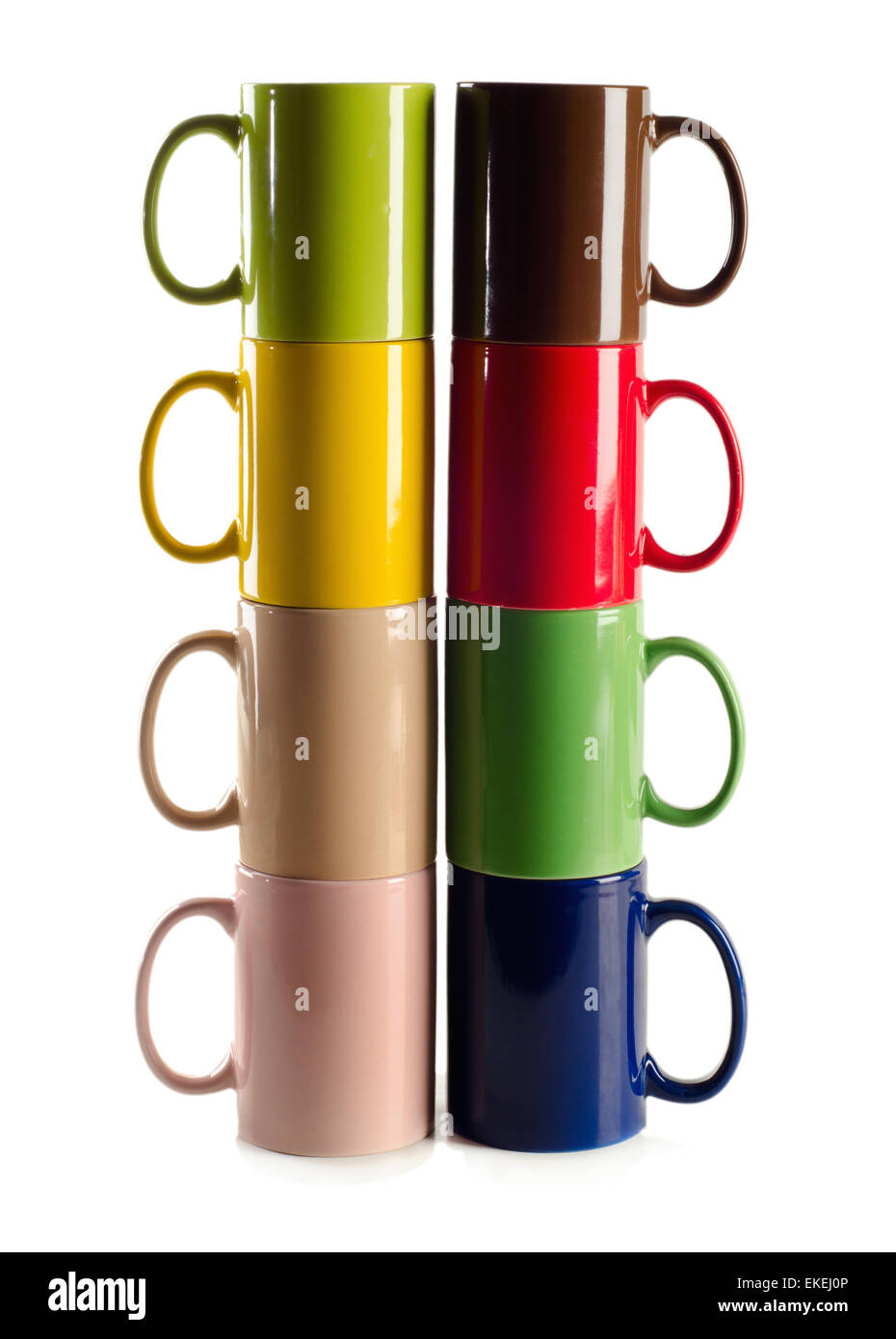 Set of mugs on isolated a white background Stock Photo - Alamy