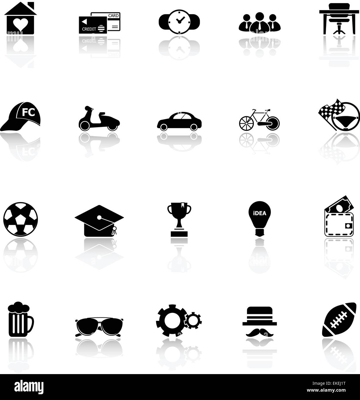 Normal gentleman icons with reflect on white background, stock vector ...