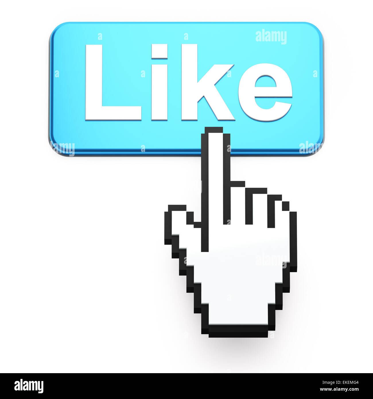 Hand-shaped mouse cursor press Like button Stock Photo - Alamy