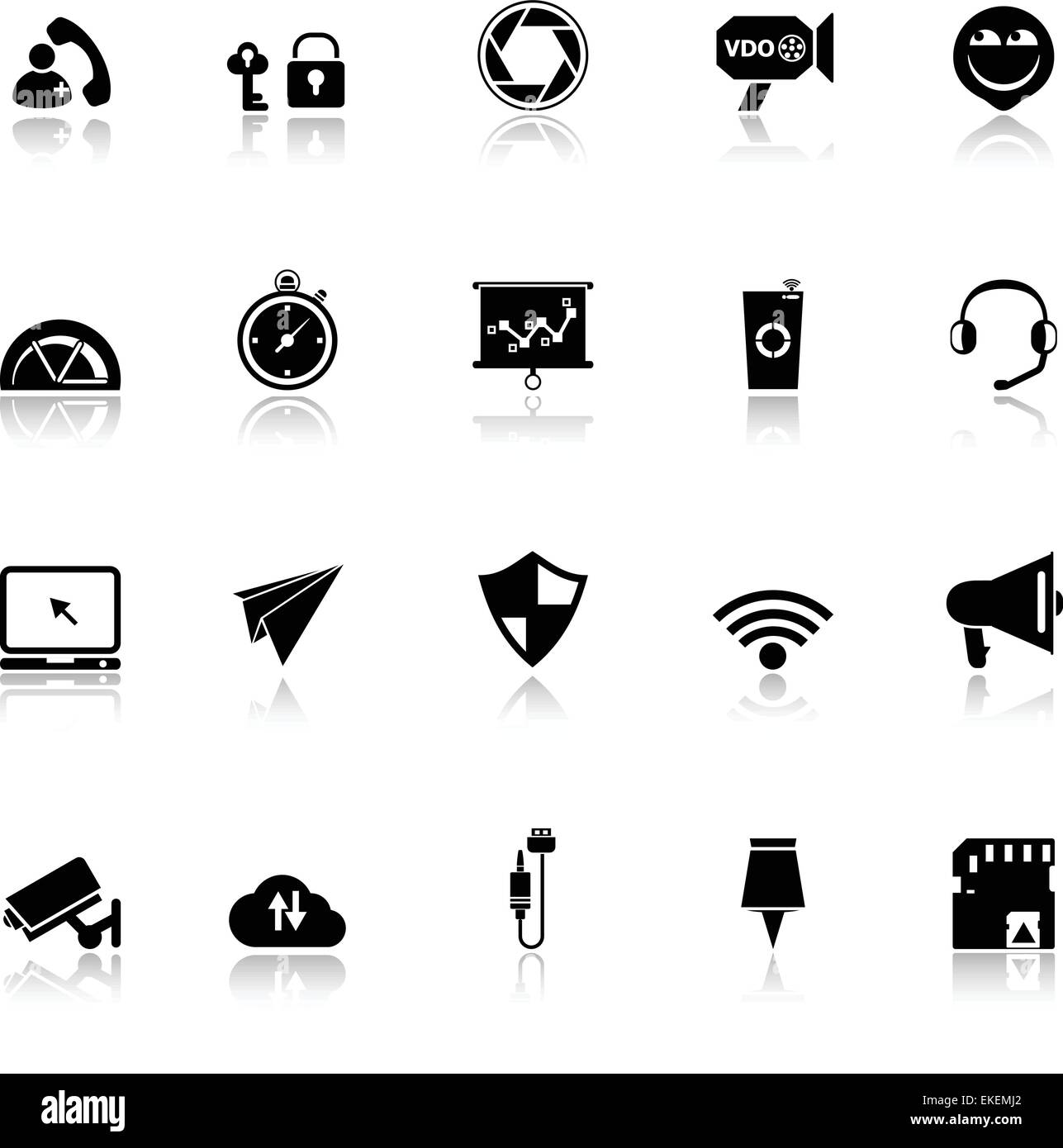 Smart phone screen icons with reflect on white background, stock vector ...